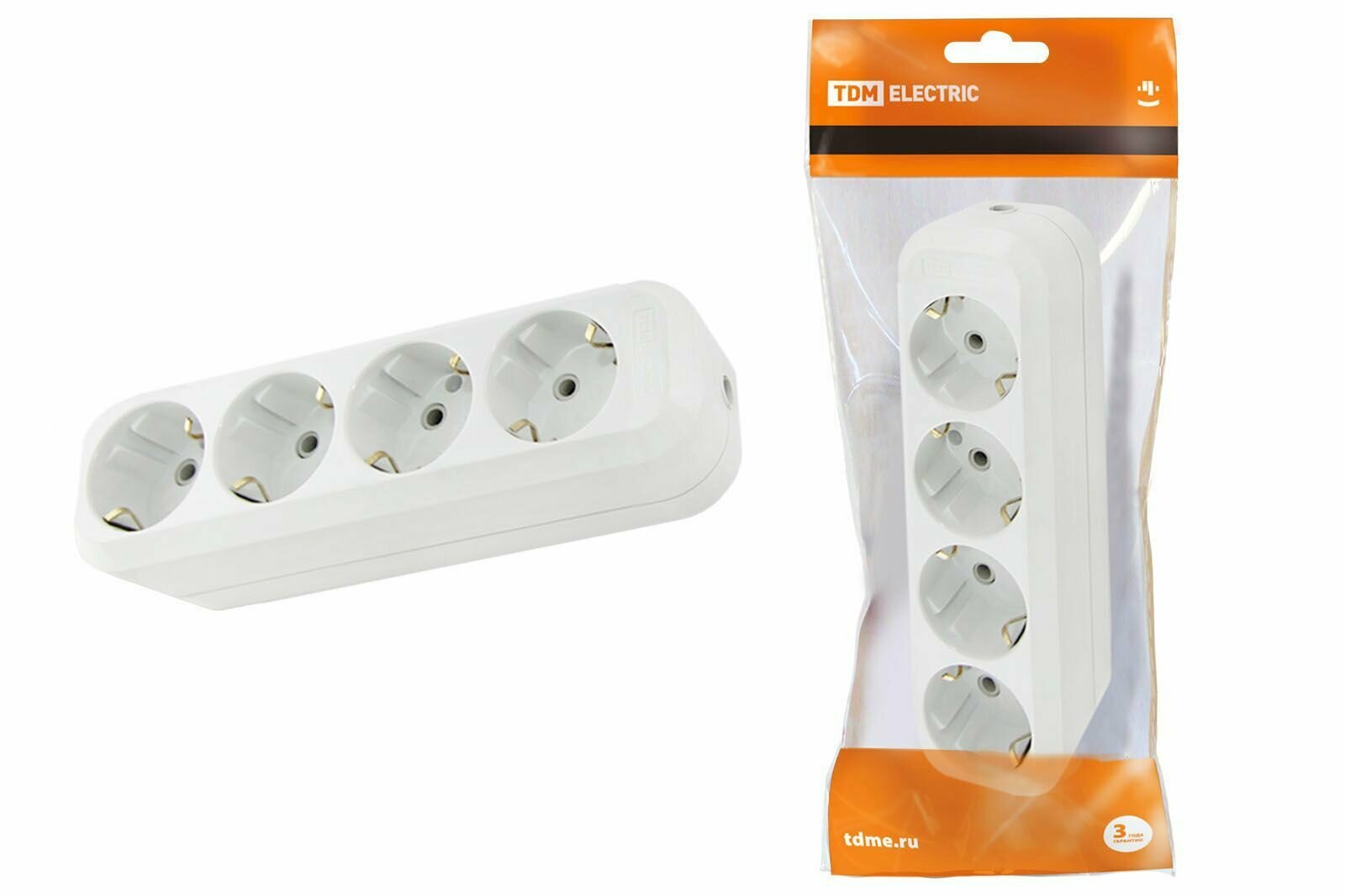 Розетка 4 гнезда 2П+З 16А белая