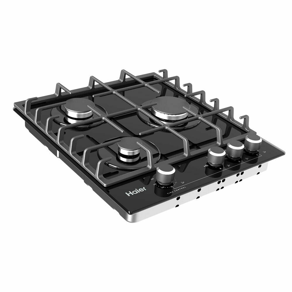 Варочная панель Haier HHX-G53CNMB, 3 конфорки, чугунные решетки — фото 1