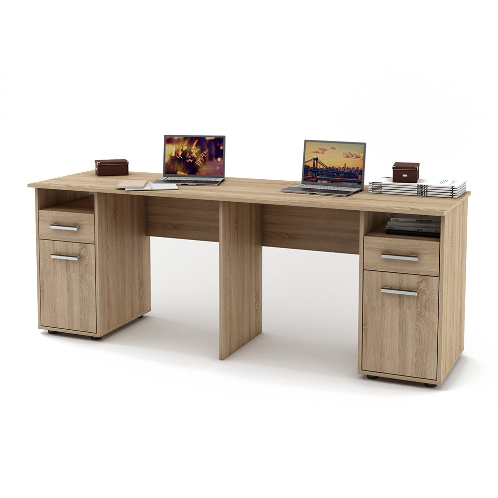 Стол письменный, стол компьютерный для двоих Остин (Ливерпуль) 17 дуб сонома