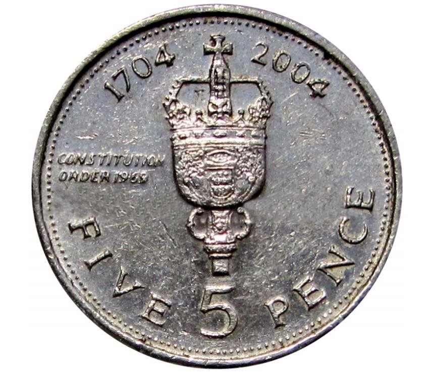 5 пенсов 2004 Гибралтар, 300 лет захвату Гибралтара