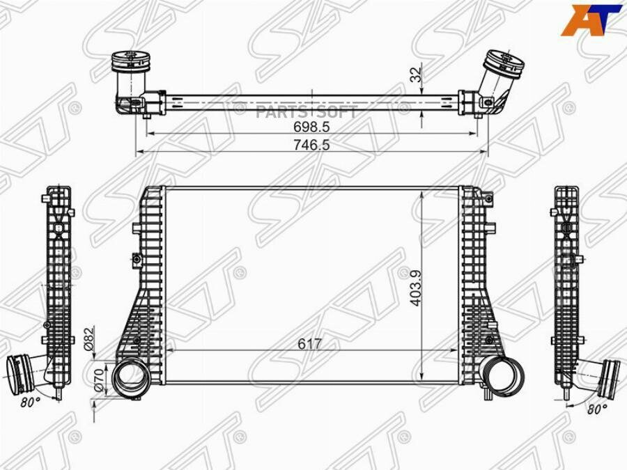 Интеркулер Audi A3 03-13 / Skoda Octavia 04-13 SAT ST-1K0145803 | цена за 1 шт