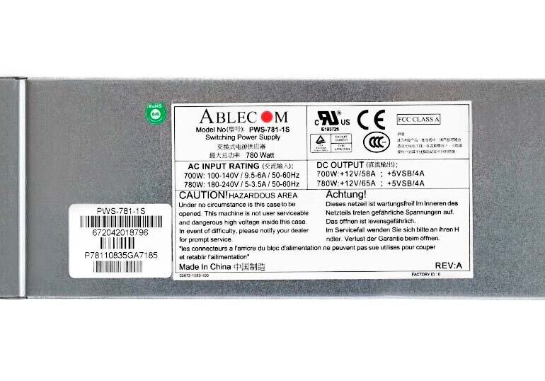 Резервный Блок Питания SuperMicro 672042018796 780W