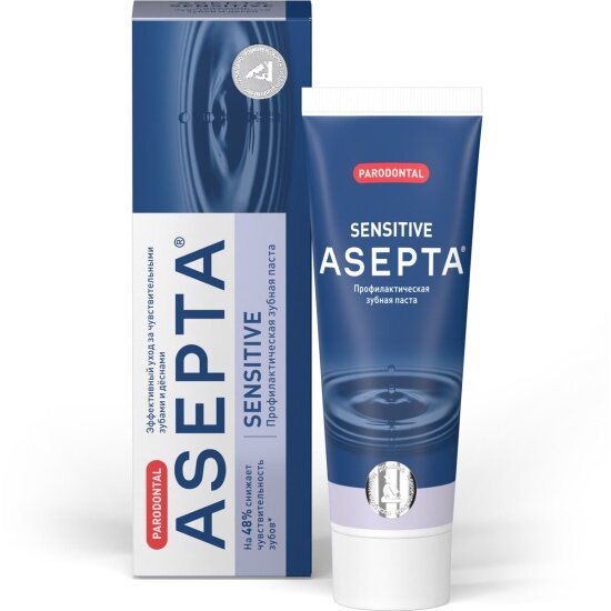 Зубная паста Асепта Parodontal Sensitive для чувствительных зубов и десен, 75 мл