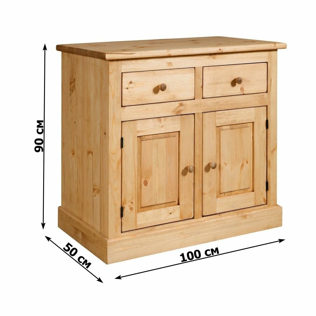 KLMB22 Комод деревянный 2 дверки 2 ящика Прованс Старение/Воск 100х50х90 см