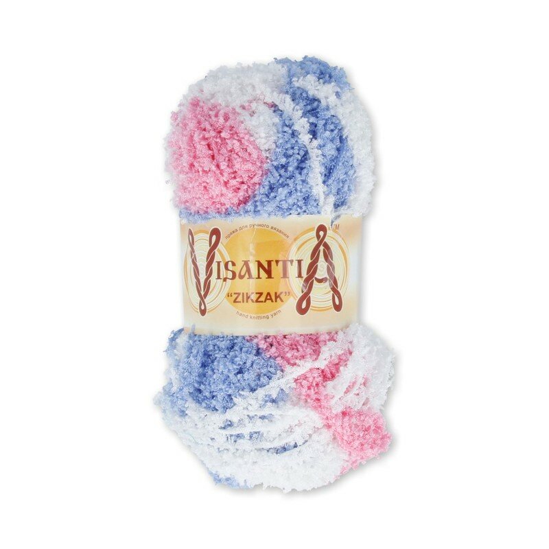 Пряжа VISANTIA "ZIKZAK" 100% полиэстер 100 г 100 м №1055 голубой-св. розовый-бл. сиреневый