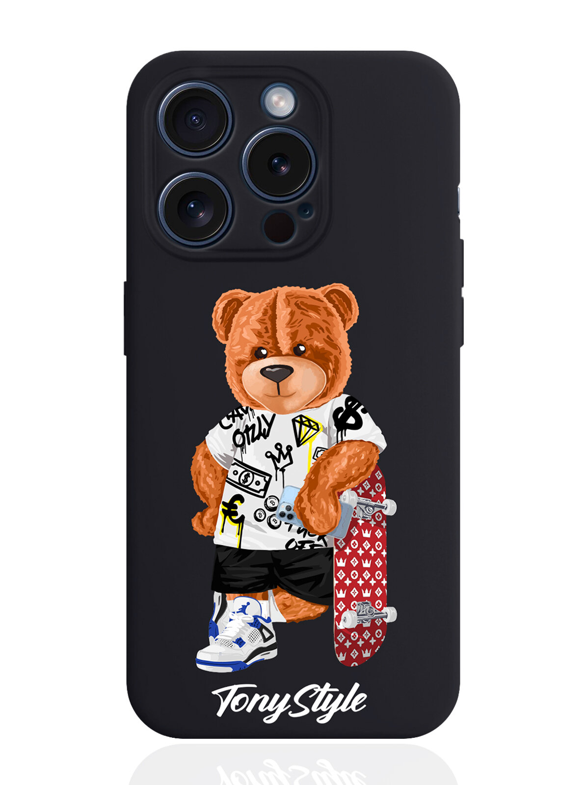 Чехол для смартфона iPhone 15 Pro черный силиконовый Tony Style со скейтом