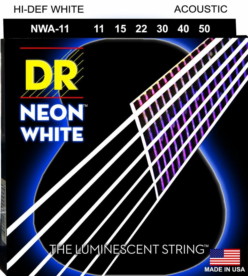 Струны для Акустической гитары 11-50 DR NWA-11ML Neon Белые