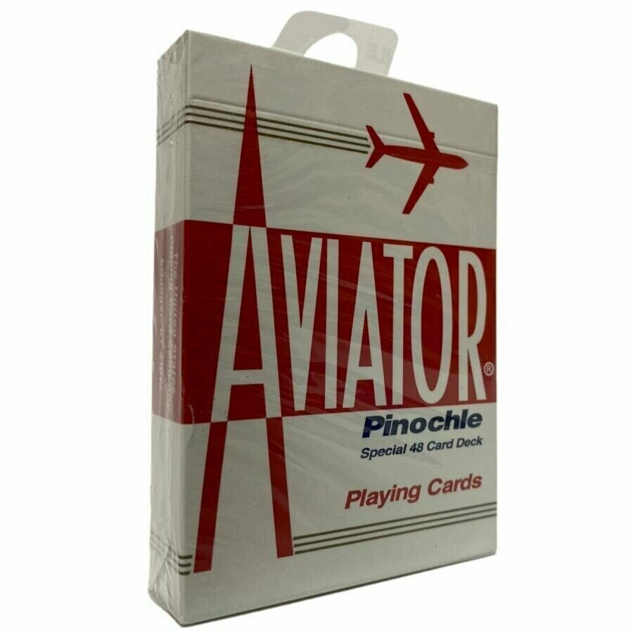 Игральные карты Aviator Pinochle, красная рубашка, пластиковое покрытие, 48 шт