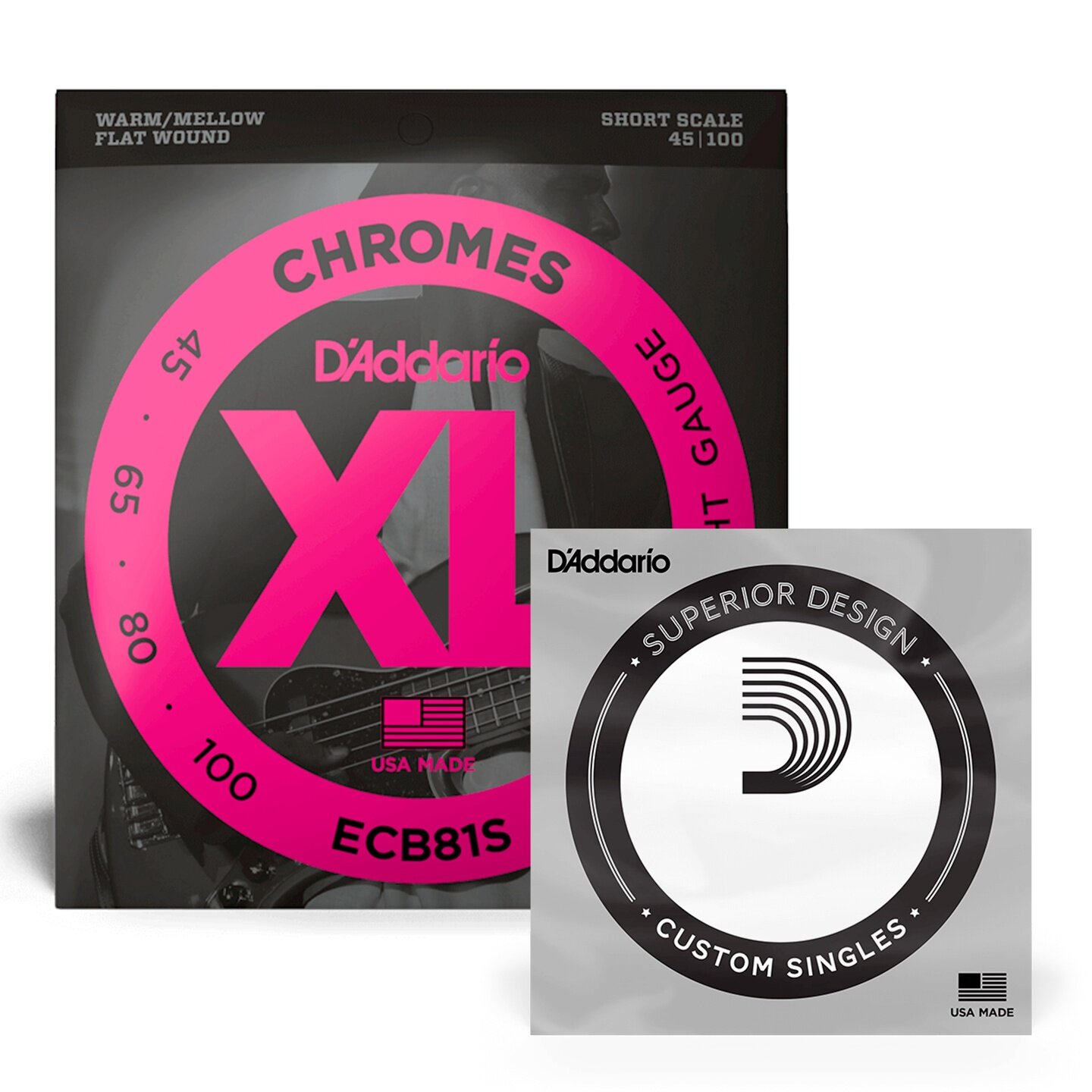 Струны для 5-струнной бас-гитары D'ADDARIO ECB81S Chromes Bass + CB132SL - 45-132