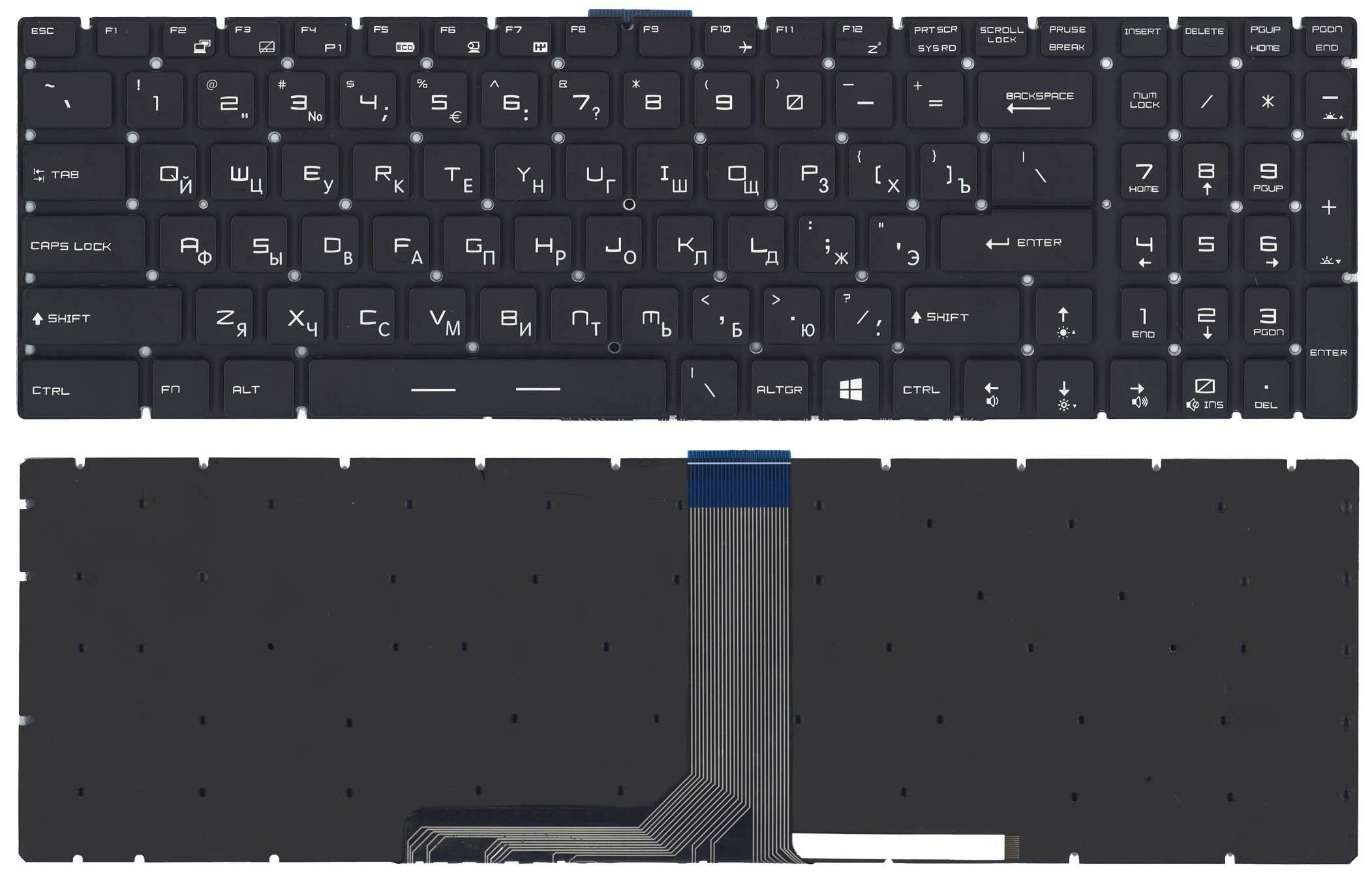 Клавиатура для ноутбука MSI GT72 GS60 GS70 GP62 GL72 GE72 черная с 7-цветной подсветкой