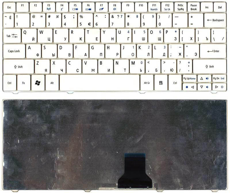 Клавиатура для ноутбука Acer Aspire One 751 1410, 1810T, 1425, 1425P (NSK-AQ10R) Ferrari one белая