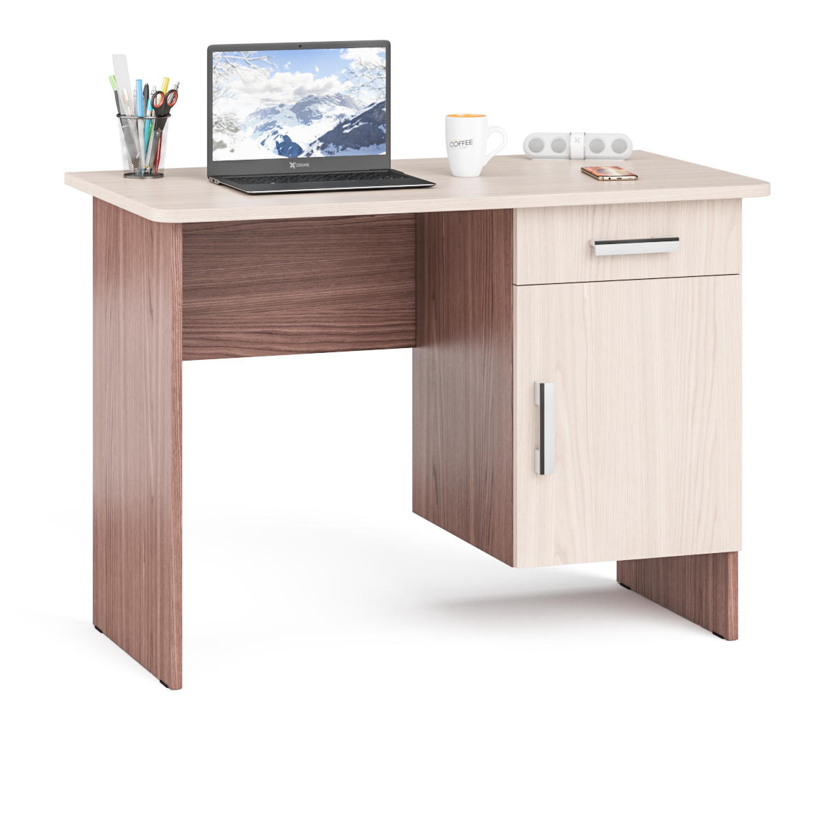 Стол письменный МД-109, цвет ясень шимо светлый/ясень шимо тёмный, ШхГхВ 105х57х75 см, НЕ ун. сб.