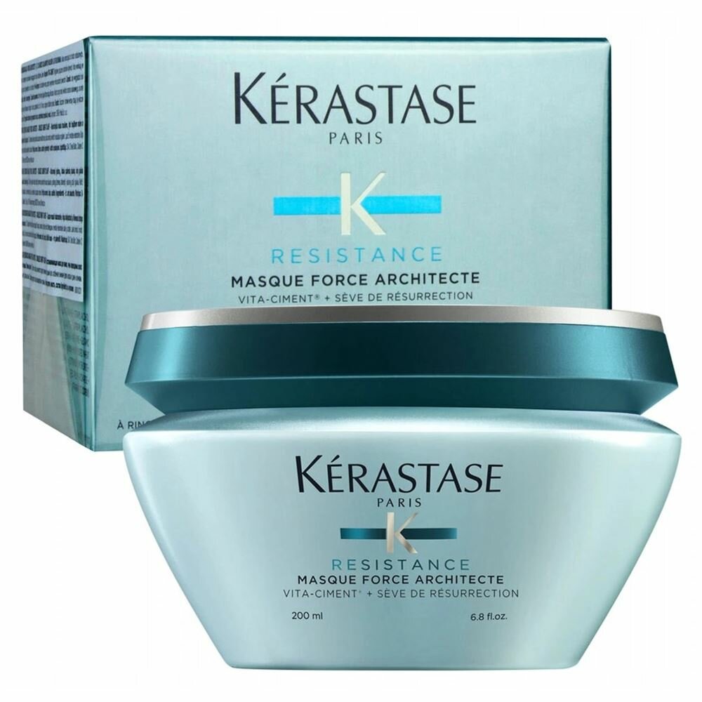 Маска для волос Kerastase Resistance Masque Force Architecte, Восстанавливающая маска Форс Архитект для сильно поврежденных, ломких волос с секущимися кончиками, 200 мл