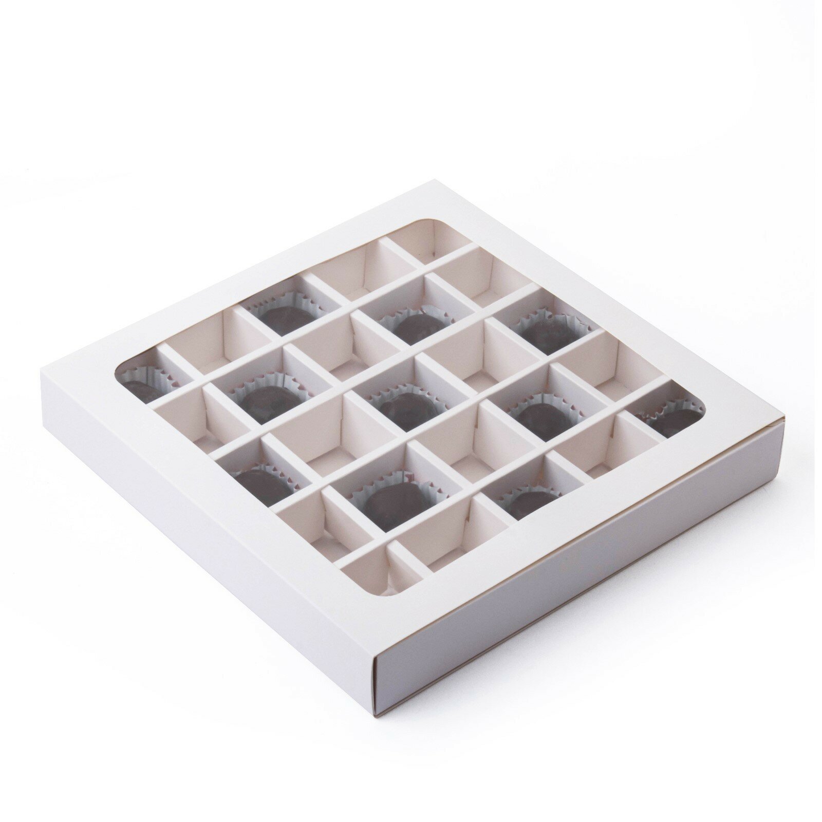 Коробка складная под 25 конфет, белая, 22 х 22 х 3,3 см, 7904584