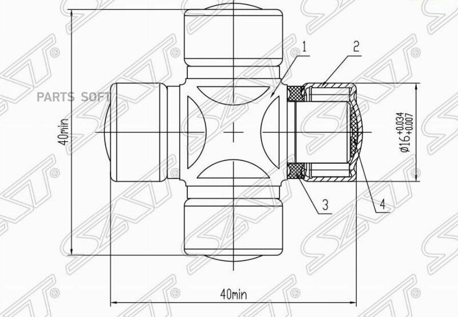 Крестовина рулевого кардана SAT ST-1640 | цена за 1 шт