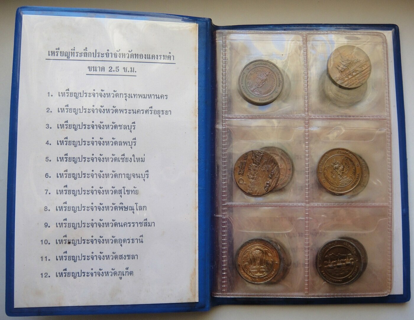 Памятные монеты провинциальной античной меди Тайланда. Набор 24 штуки. Размер 2.5.