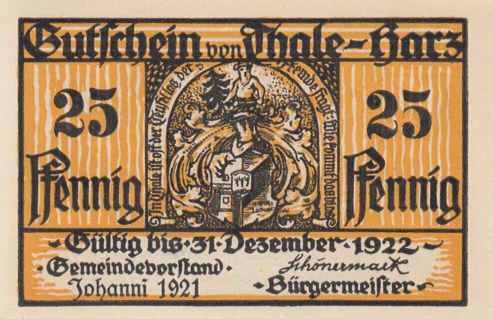 Германия (Веймарская Республика) Тале-ам-Гарц 25 пфеннигов 1921 г. (№3) (2)