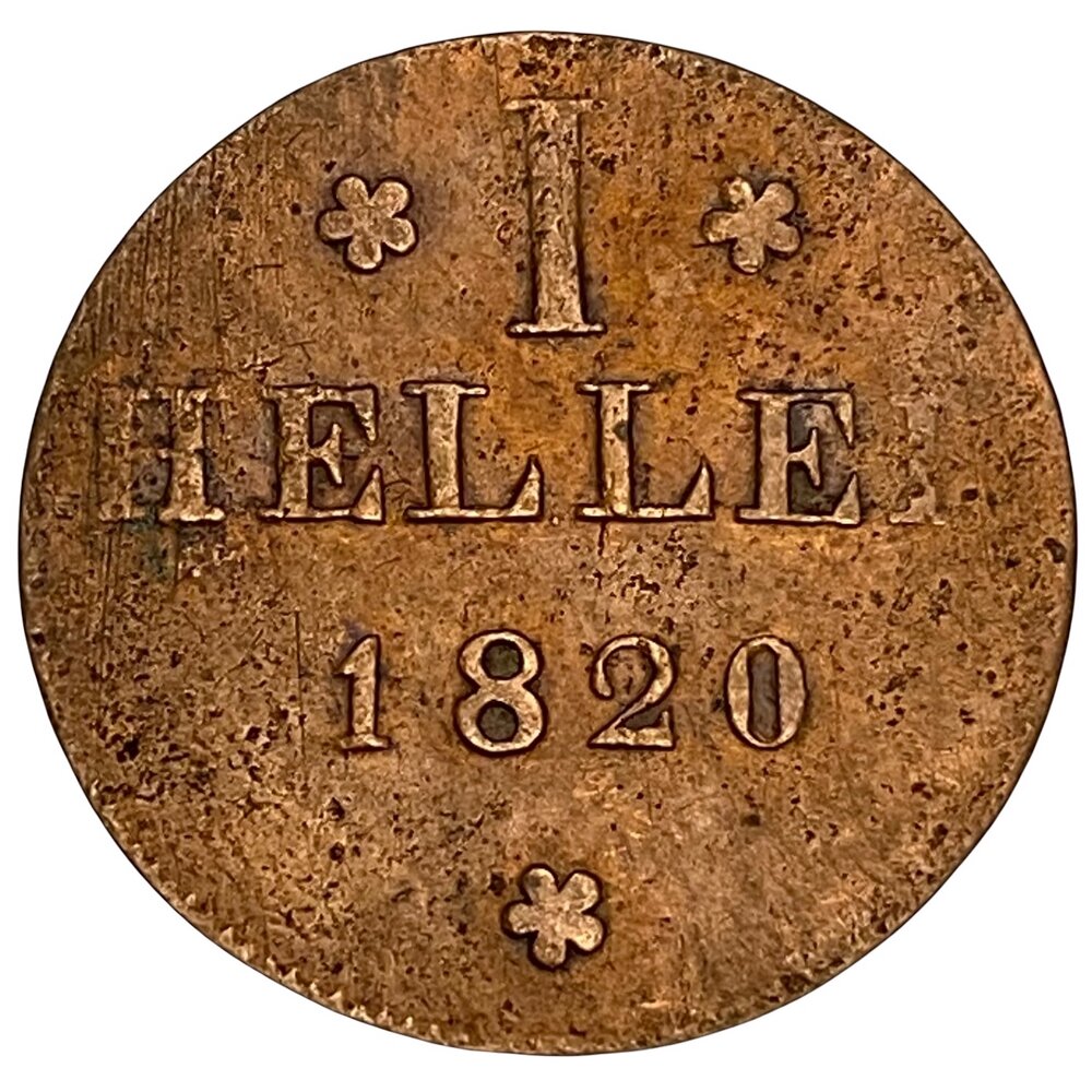 Германия, Франкфурт-на-Майне 1 геллер 1820 г. (2)