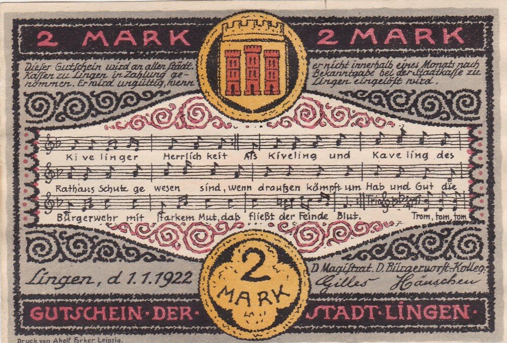 Германия (Веймарская Республика) Линген 2 марки 1922 г. (2)