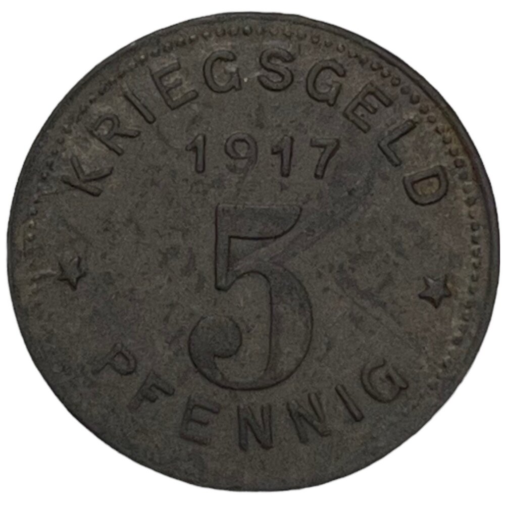 Германия (Германская Империя) Виттен 5 пфеннигов 1917 г. (3)