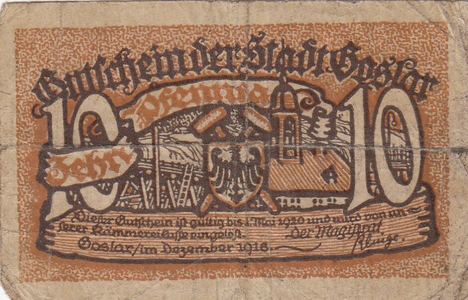 Германия (Германская Империя) Гослар 10 пфеннигов 1918 г. (4)