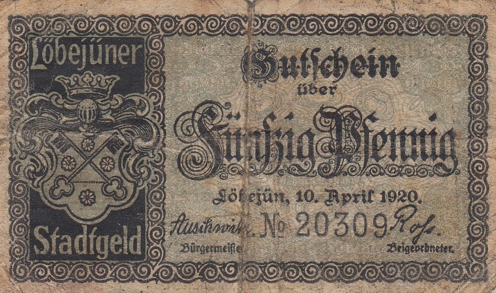 Германия (Веймарская Республика) Лёбеюн 50 пфеннигов 1920 г.
