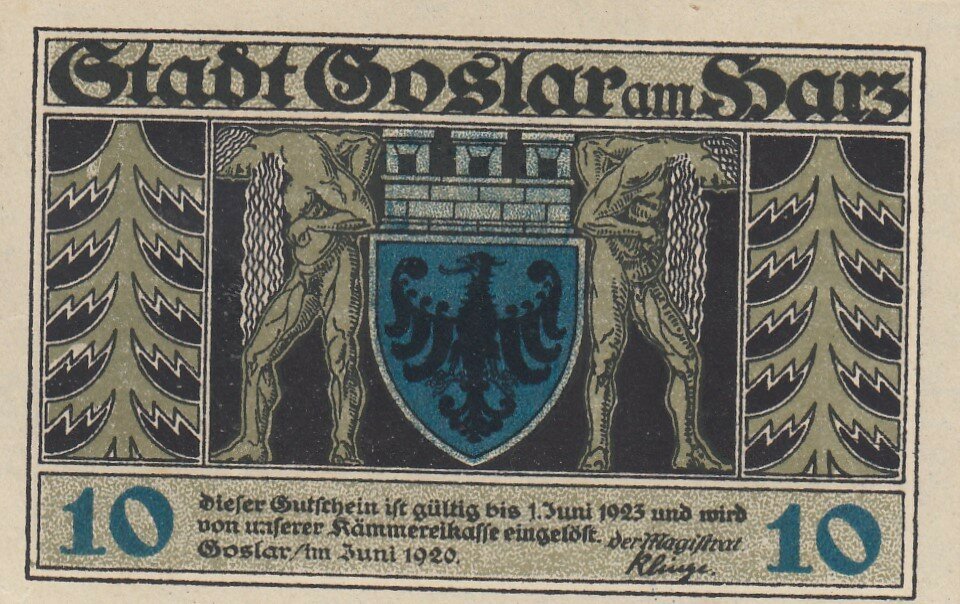 Германия (Веймарская Республика) Гослар 10 пфеннигов 1920 г. (3)