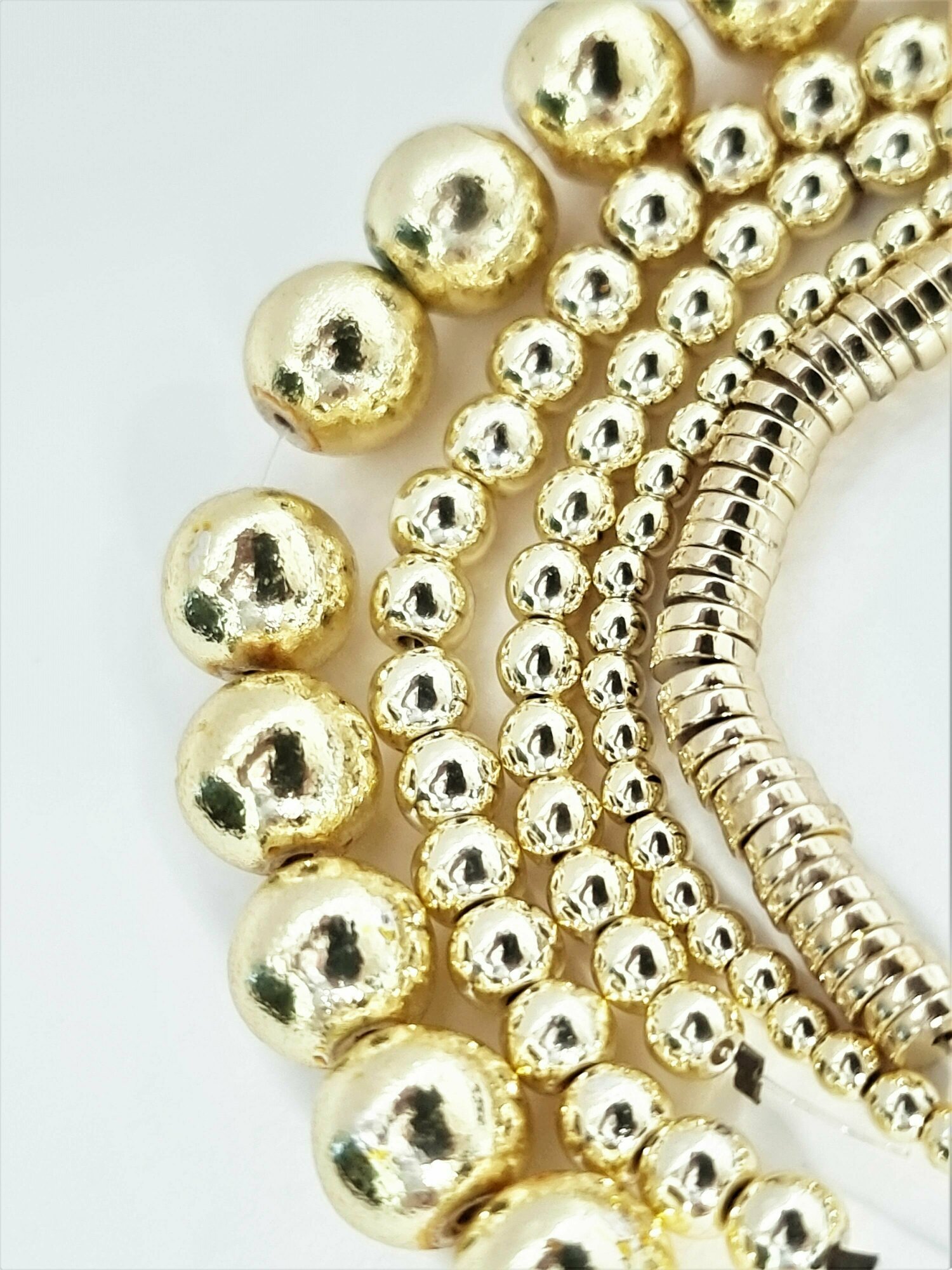 Гематит круглый 2-8мм. 125шт. Золото.