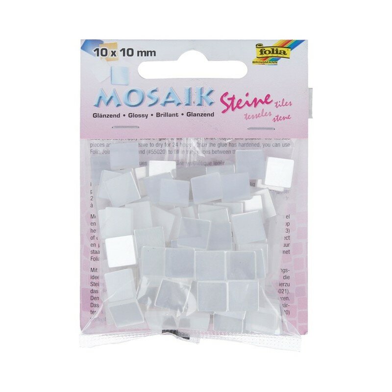 Folia Мозаика Глянцевая 10х10 мм, 190 шт, оттенки белого, легкая стеклянная фактура 59200