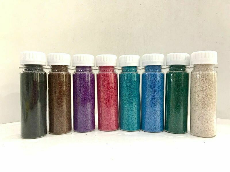 Набор цветного песка для творчества, рисования, дизайна, декора, флорариума, и др. 800г (8шт по 100г) фр.0,4-0,8 мм.