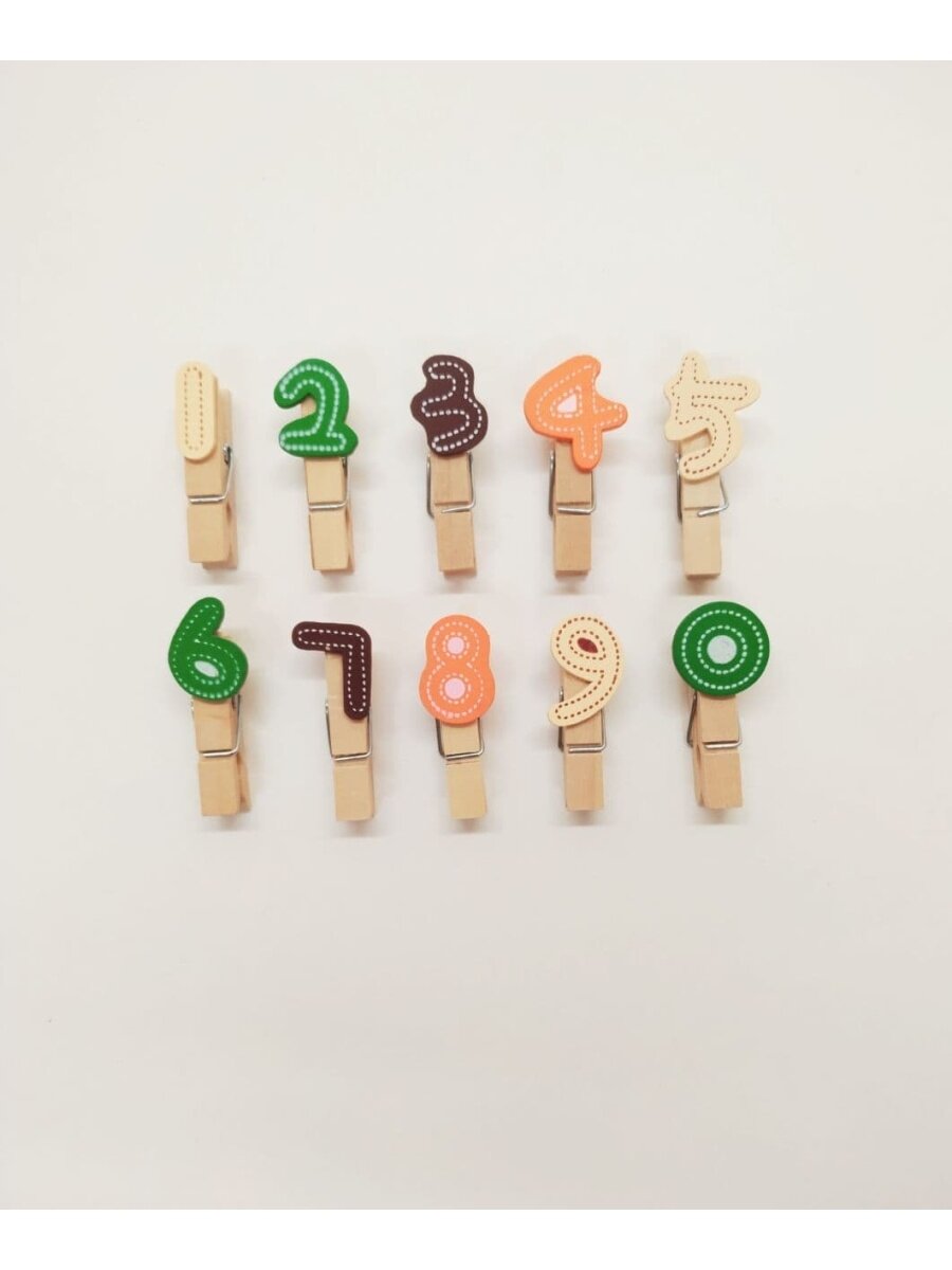Прищепки декоративные цифры 10 штук