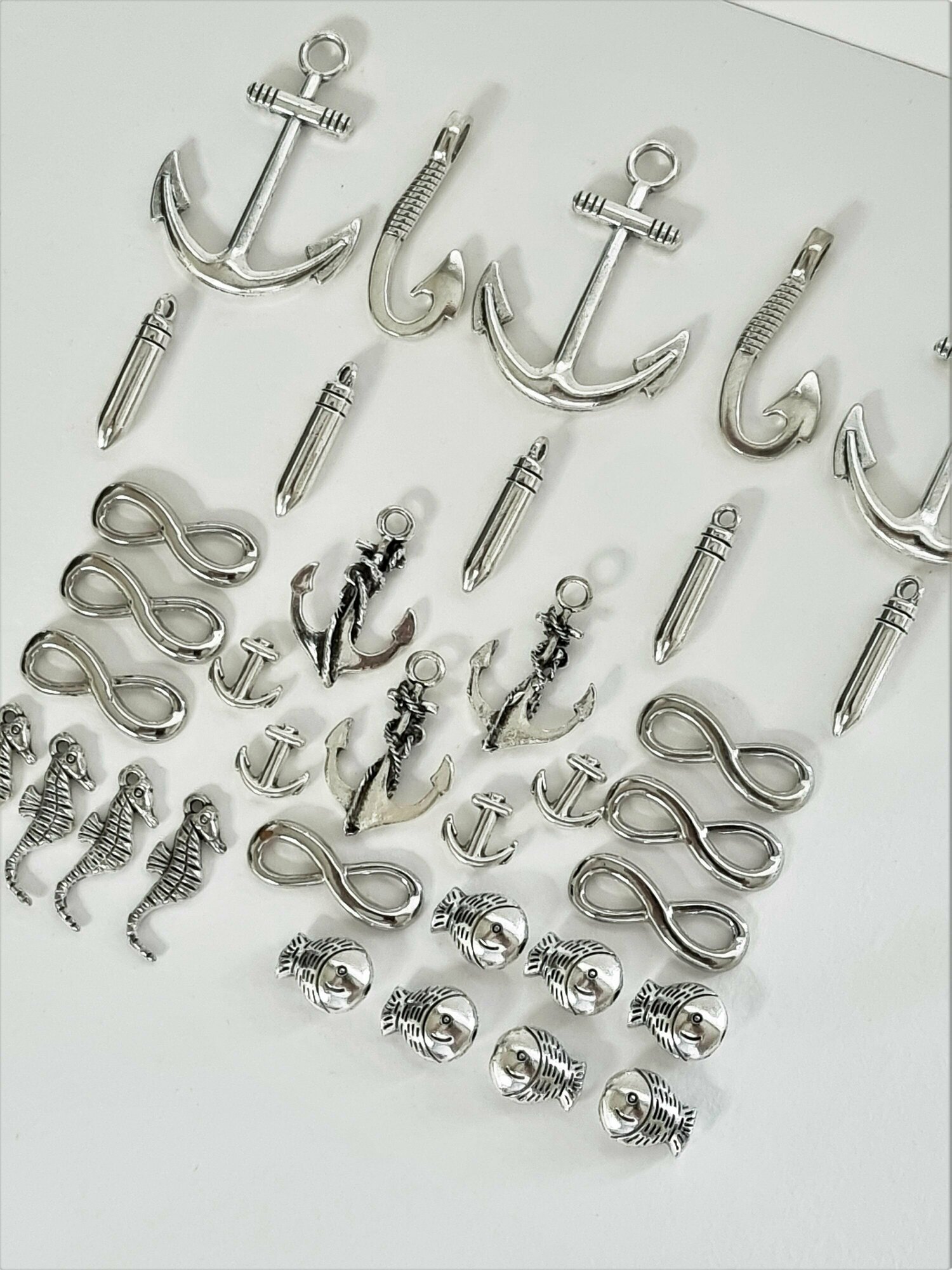 Подвески металлические. Якоря. Цвет: Сталь. 36шт.