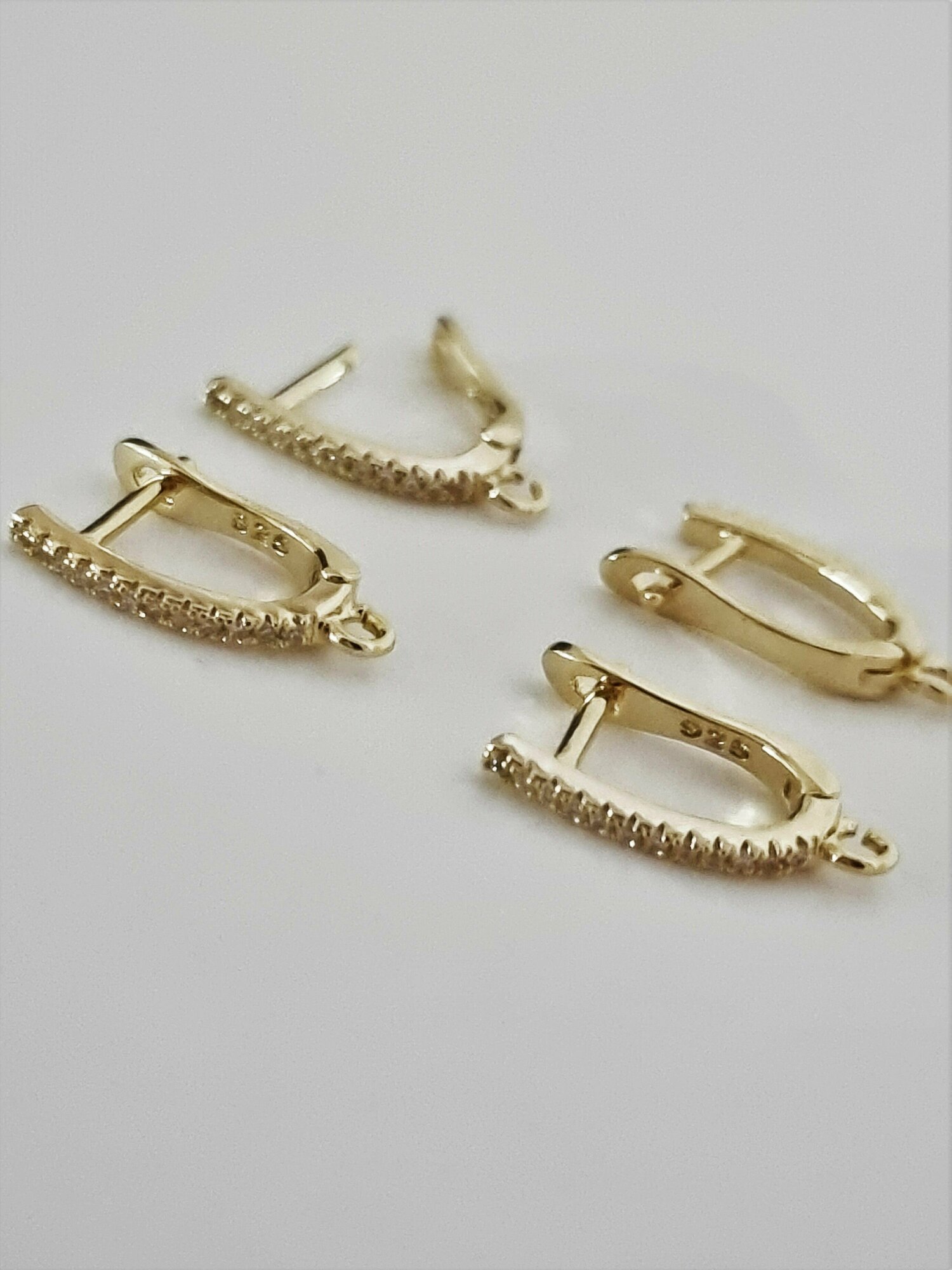 Швензы "Тонкая дорожка". Золотой родий. 2пары.