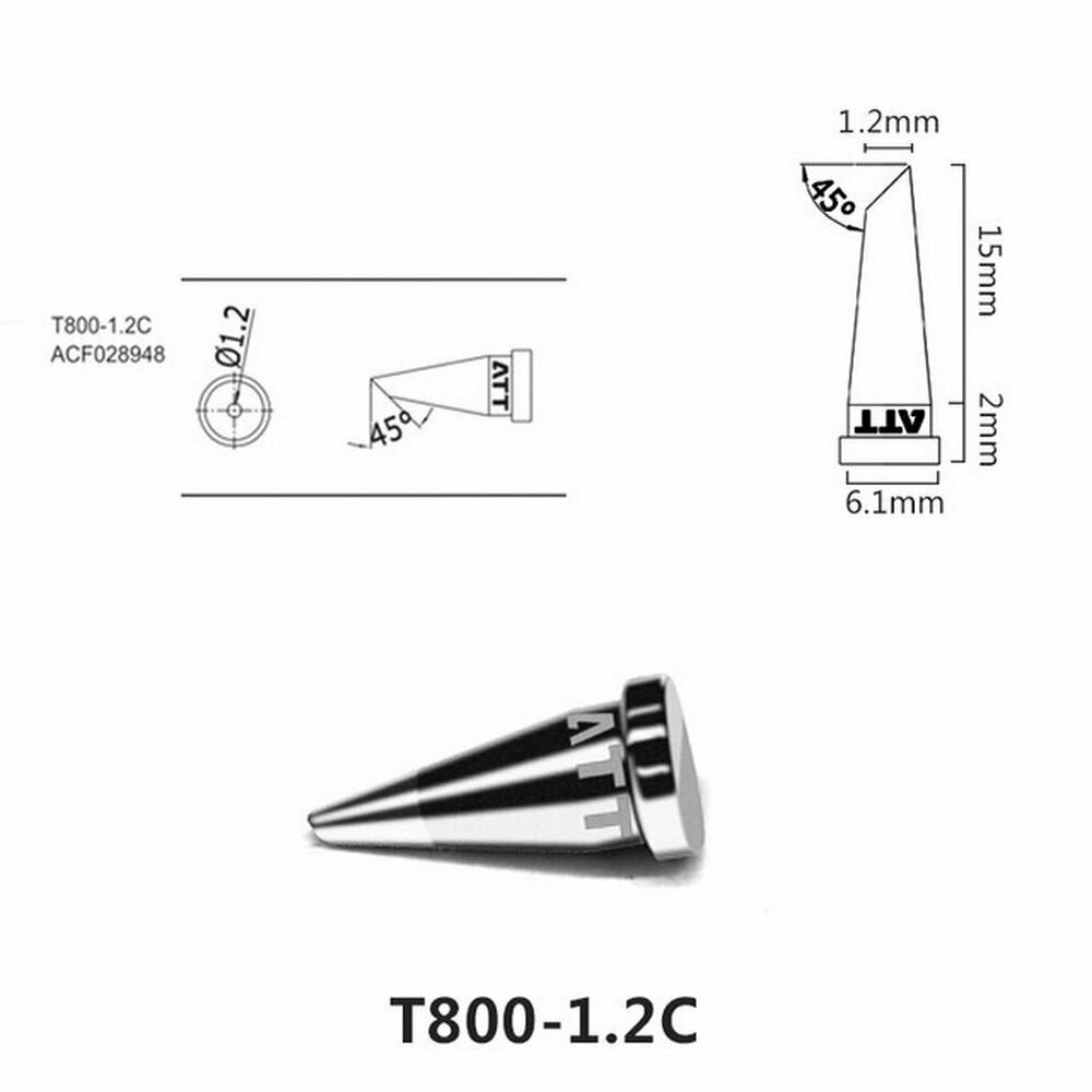 Паяльное жало Atten T800-1.2C (ACF028948)
