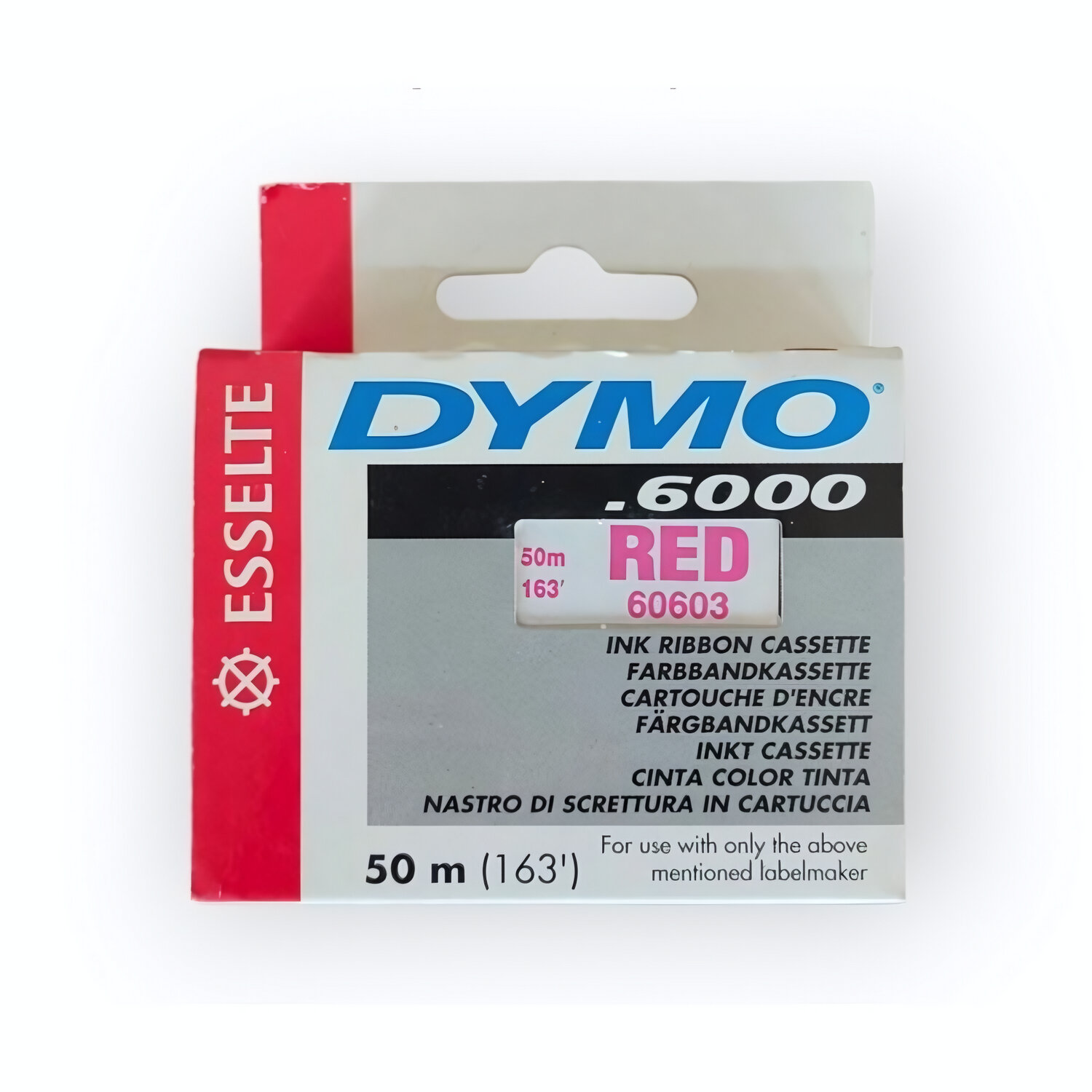 60603 DYMO Лента D2 для принтеров 6000/9000/PC10 19мм - Красный шрифт, 50м