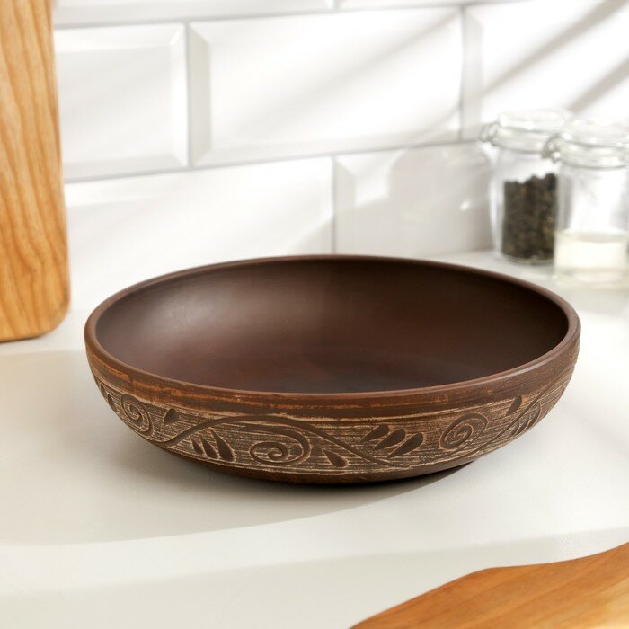 Салатник «Орнамент», 1 л, 5×21 см, красная глина