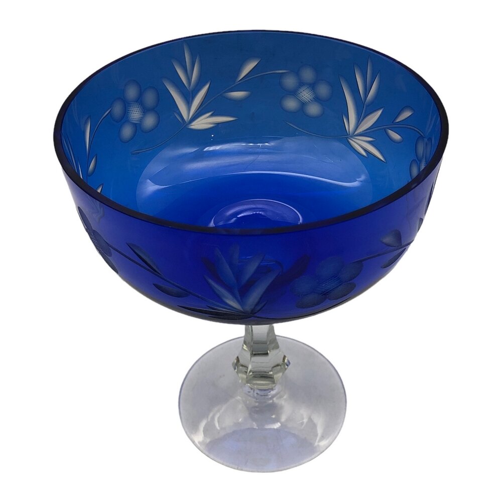 Ваза для конфет на ножке "Цветок", цветной хрусталь, 1970-1990 г, Дятьковский ХЗ, СССР