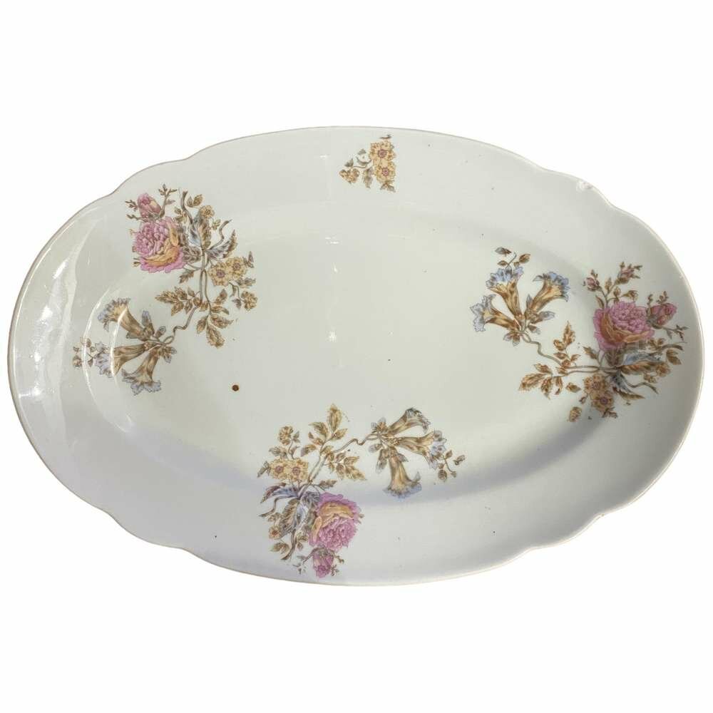 Сервировочное блюдо "Колокольчики", овал, 40 см, 1884-1917 гг, б/клейма, Бр. Корниловы