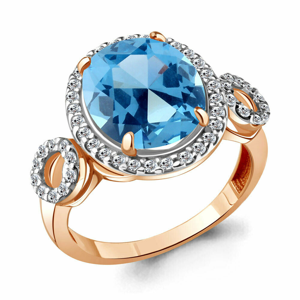 Кольцо тонкое, серебро, 925 проба, топаз синтетический, фианит