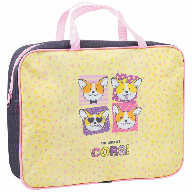 Папка с ручками А4 ArtSpace "Corgi", полиэстер, на молнии, 70мм, 317033