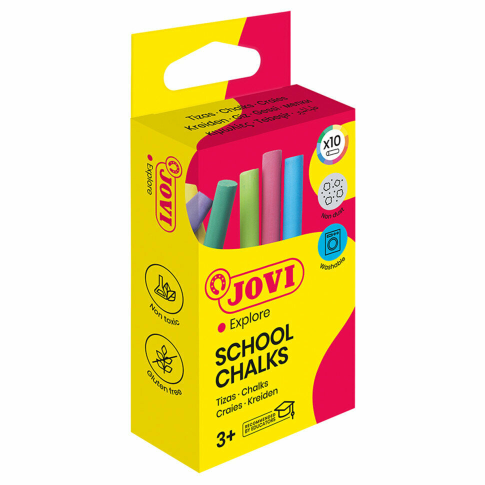 Мелки цветные JOVI, 10цв, круглые, картонная коробка, европодвес, 084473