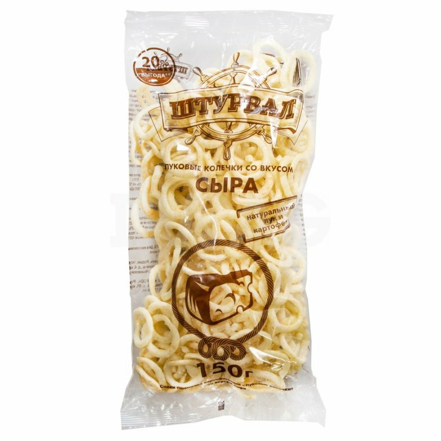 Упаковка из 16 пачек Снеки Штурвал Луковые колечки сыр ХБИ 150г