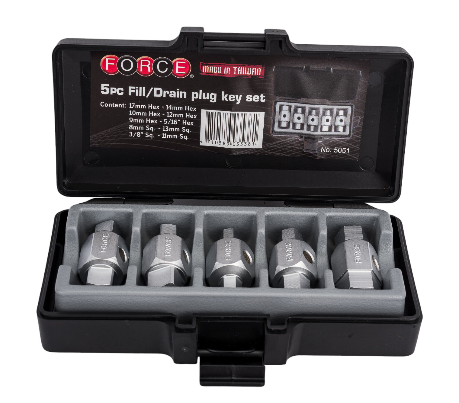 Набор Головок Для Сливных Пробок Пр. Force 5051 FORCE арт. 5051