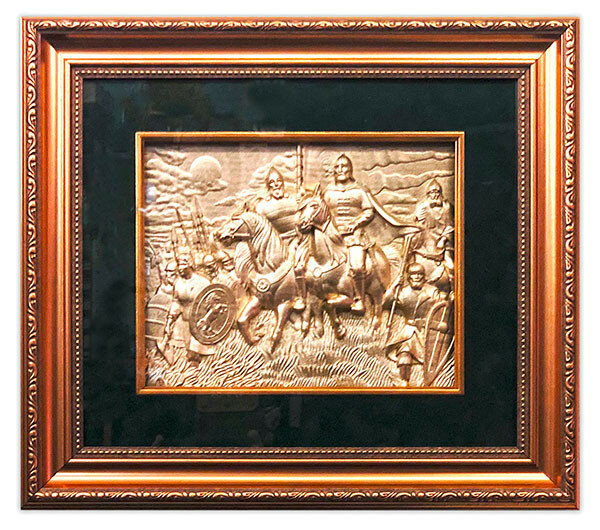 Панно "На Куликовом поле". Керамика, ручная работа, 36x46 см.