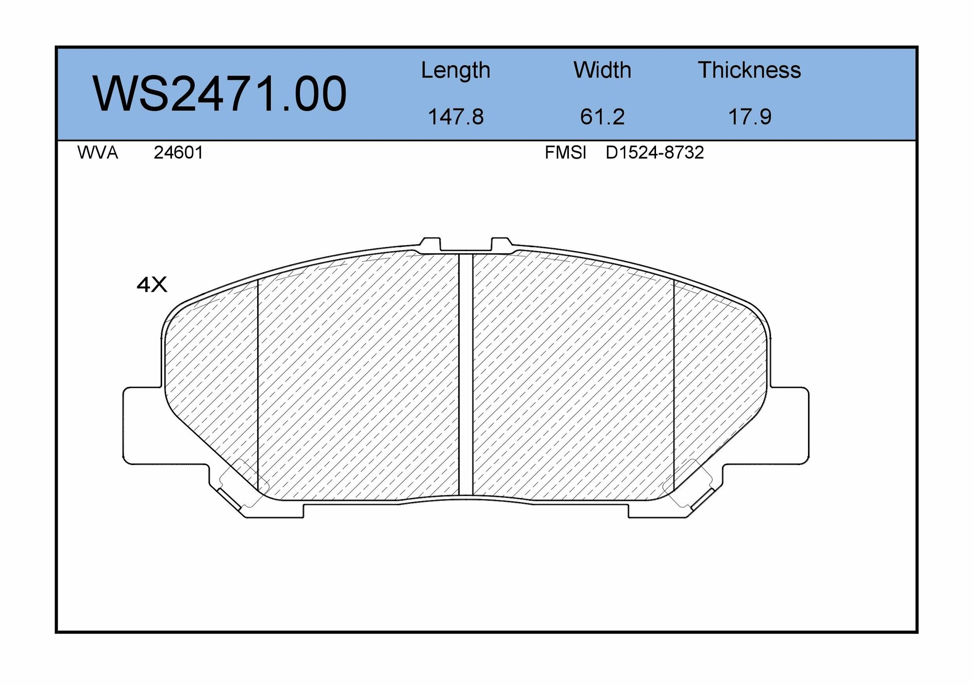 Колодки тормозные дисковые перед JEENICE WS2471.00