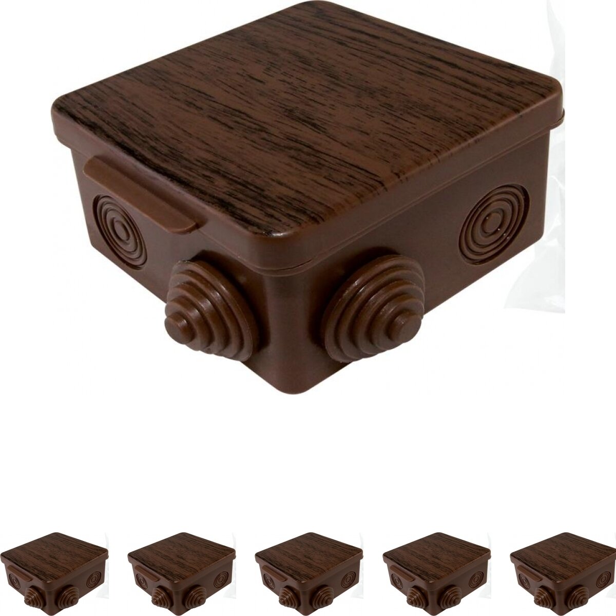 Коробка распределительная TDM Electric Эко 100x100x55 квадратная 8 вводов для открытого монтажа IP54 бук (комплект из 5 шт.)