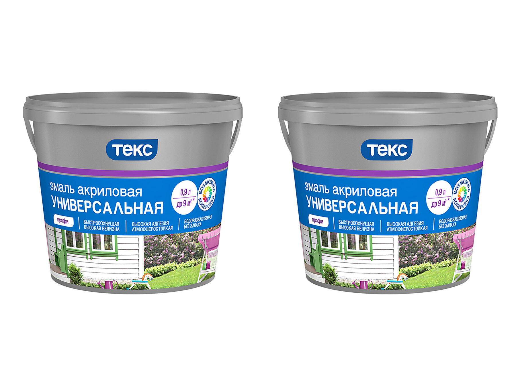 Эмаль универсальная акриловая Текс Профи основа D бесцветная глянцевая 0,9 л (2 шт.)