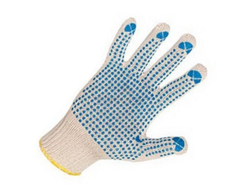 Перчатки хлопчатобумажные с ПВХ 32г | код 11198 | милен ( упак.6пар.)