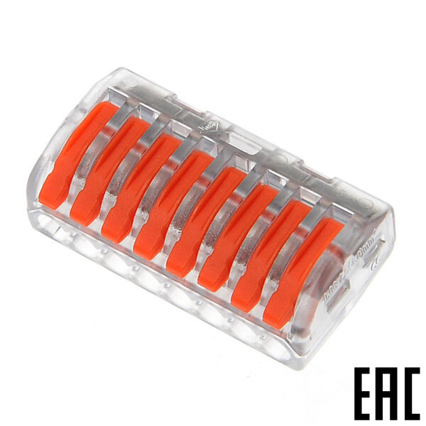 Зажим VSE-418W безвинтовой 8х(0,08-4,0) кв. мм прозрачный (11 шт. в комплекте)