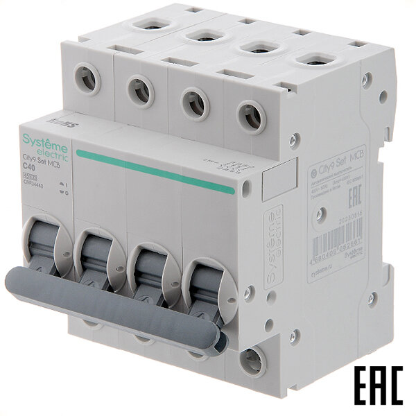 Автоматический выключатель City9 C9F34440 C40А/4п/ 4,5 кА на Din-рейку Systeme Electric